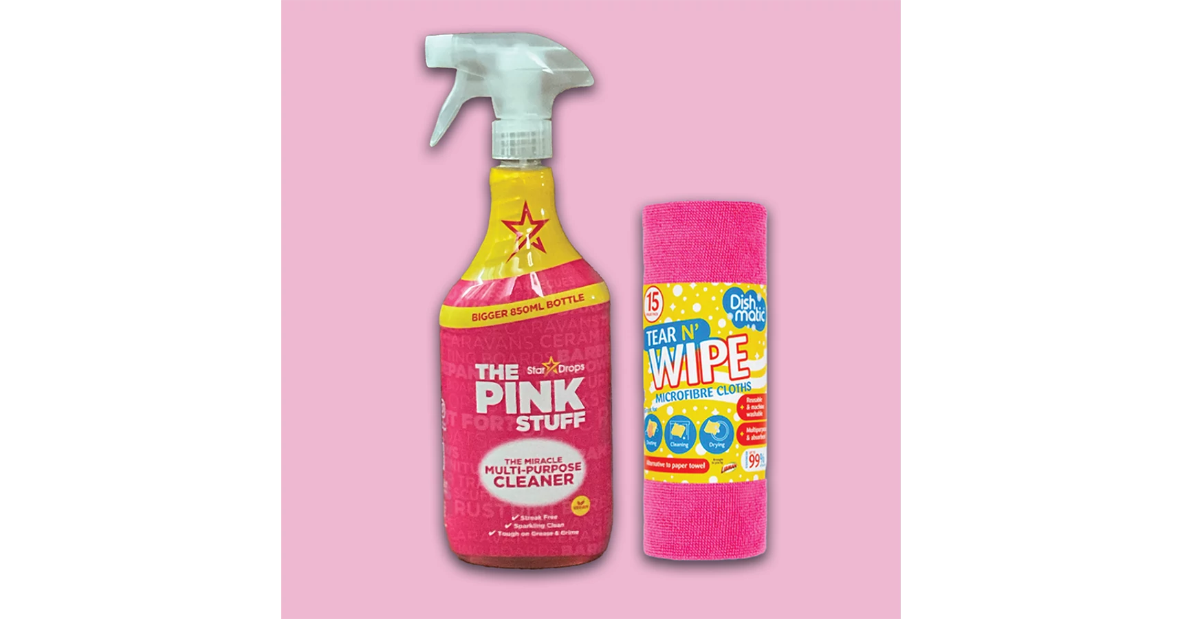 The Pink Stuff Multifunkciós tisztító spray (850ml) és Dishmatic Tear N ...